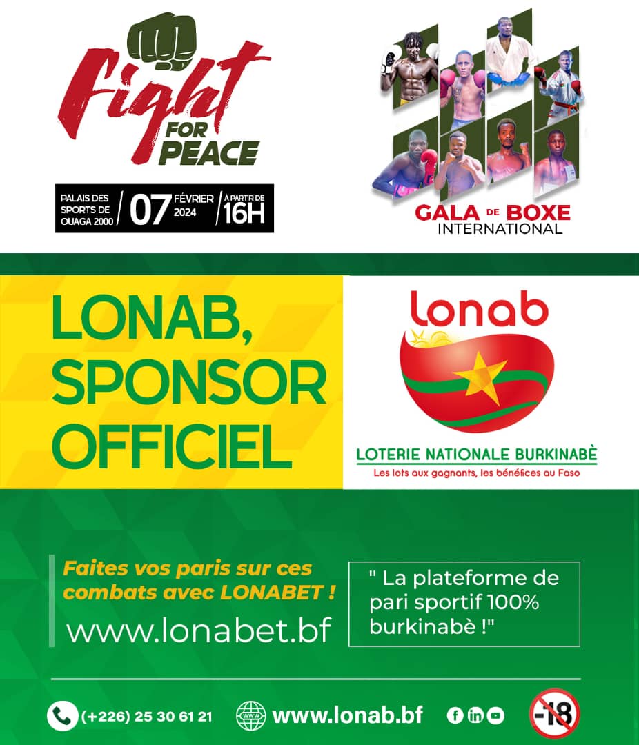 Gala international de boxe "Fignt for peace": LONAB, Sponsor officiel, jouez et gagnez avec le ...